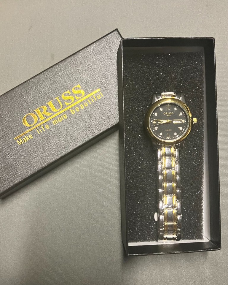 NEW! Oruss 1853 Gold Silver and Black SS Water Resistant Watch | eBay