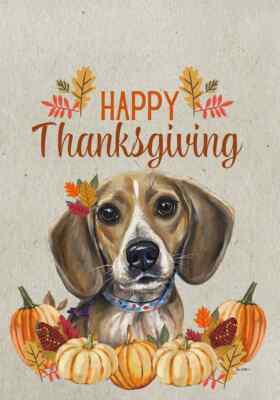 Beagle Hippie Hound Studios Happy Thanksgiving Flag | eBay