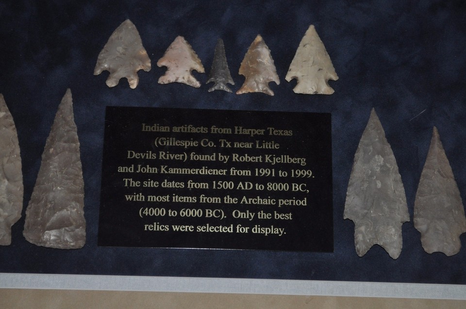 Large RARE American Texas Arrowheads Artifact framed collection Museum ...