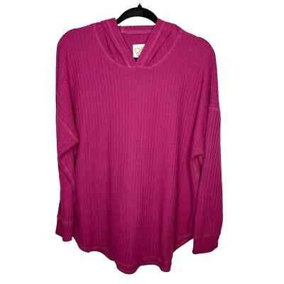 Chaser pink comfortable casual look waffle knit hoodie women’s plus ...