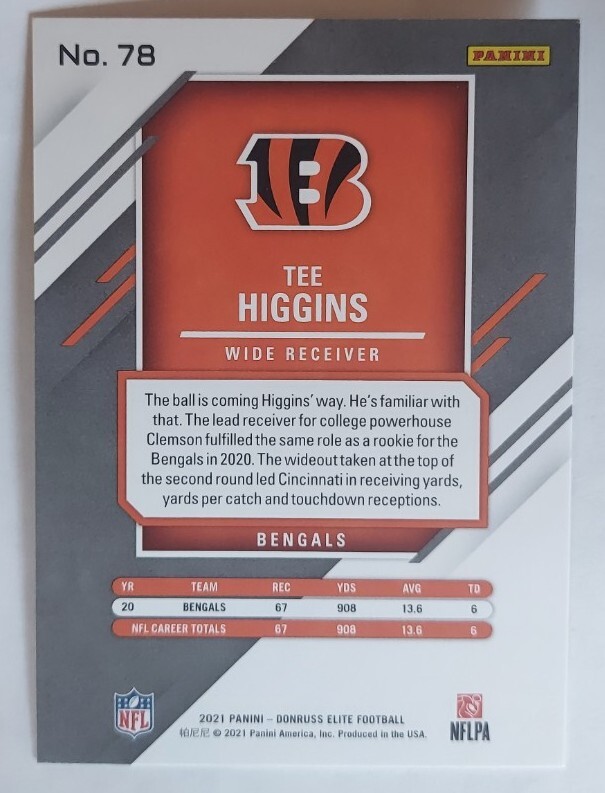 2021 DONRUSS ELITE TEE HIGGINS #78 CINCINNATI BENGALS NFL MINT | eBay