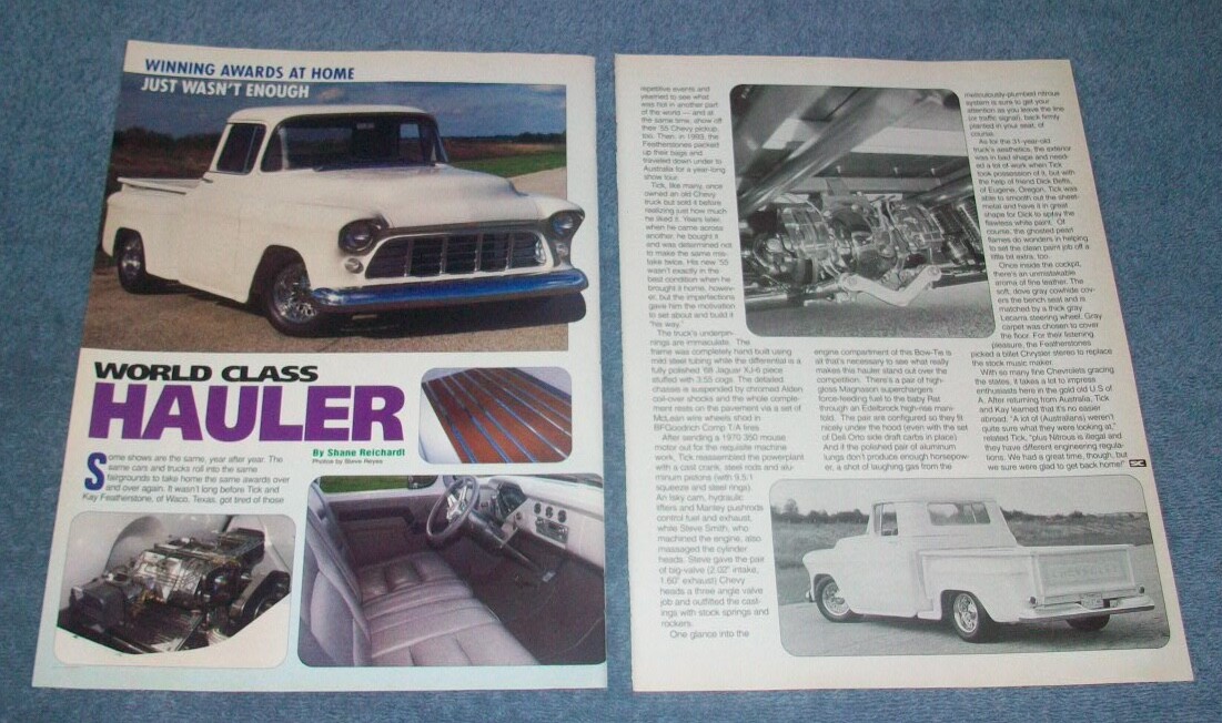 1955 Chevy 3100 RestoMod Pickup Vintage Article "World Class Hauler" | eBay