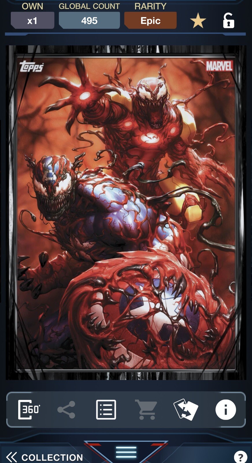 Topps Marvel Digital 2023 We Are Venom Iron Man & Captain America Epic ...