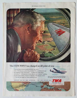 Vintage Oct 1951 Saturday Evening Post Ad TWA Trans World Airlines ...