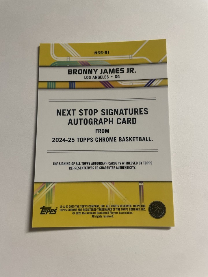 Bronny James 2025 topps chrome basketball Next Stop Gold Rookie Auto #d ...