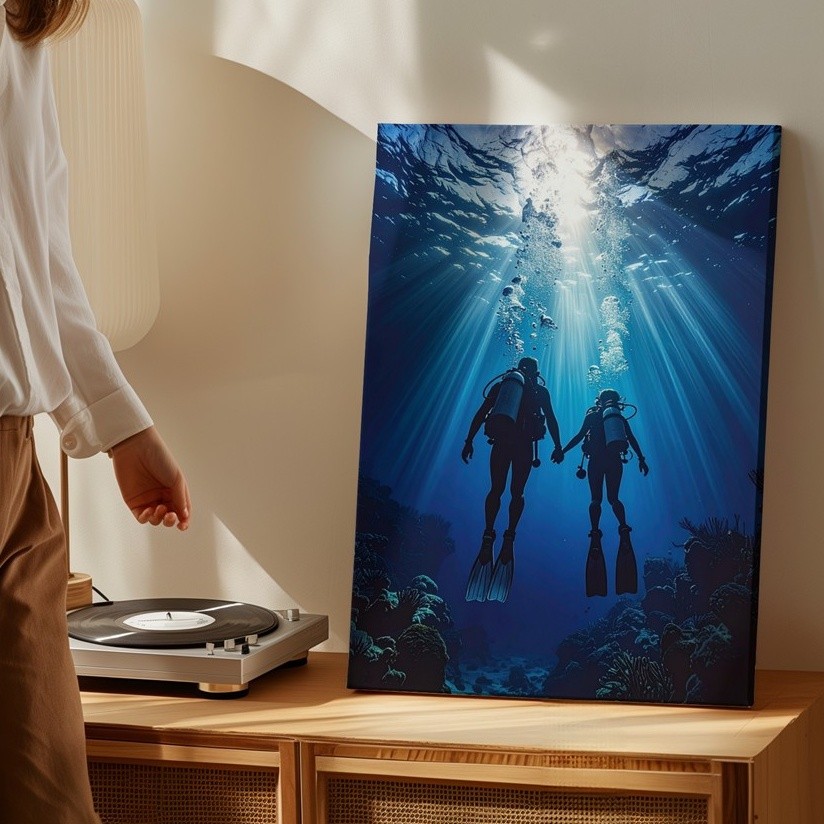 Scuba Divers Sunlight Canvasmajestic Underwater Exploration Art Wall ...