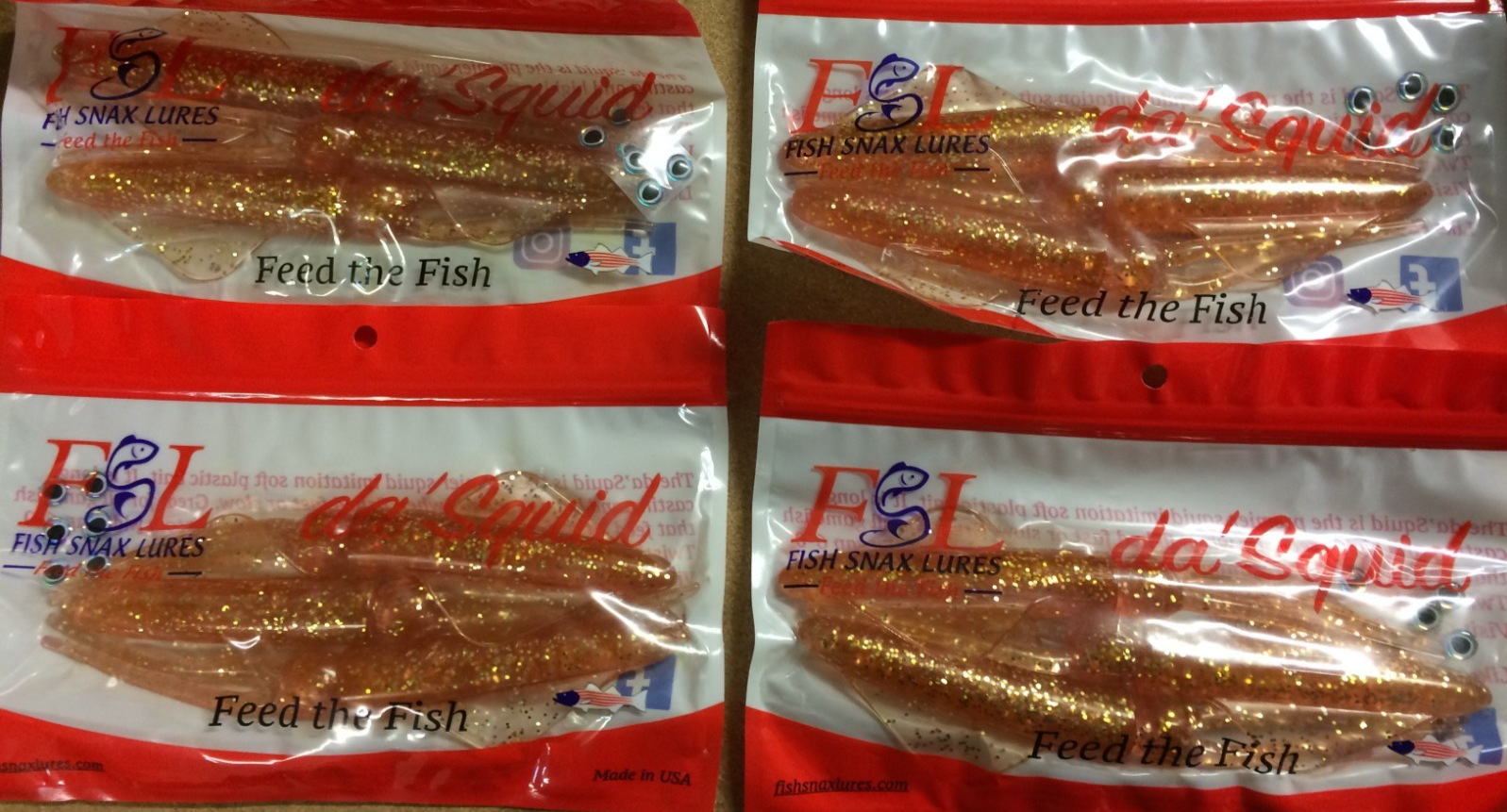 4 Packs of FSL Fish Snax Lures - da'Squid Fishing Lures | eBay