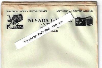 2 p 1919 era Nevada Garage Fallon NV GOG Advertising Letterhead H.A ...