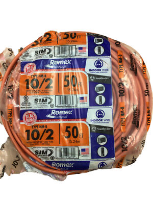 Southwire 28829022 50' 10/2 with ground Romex brand SIMpull residential ...