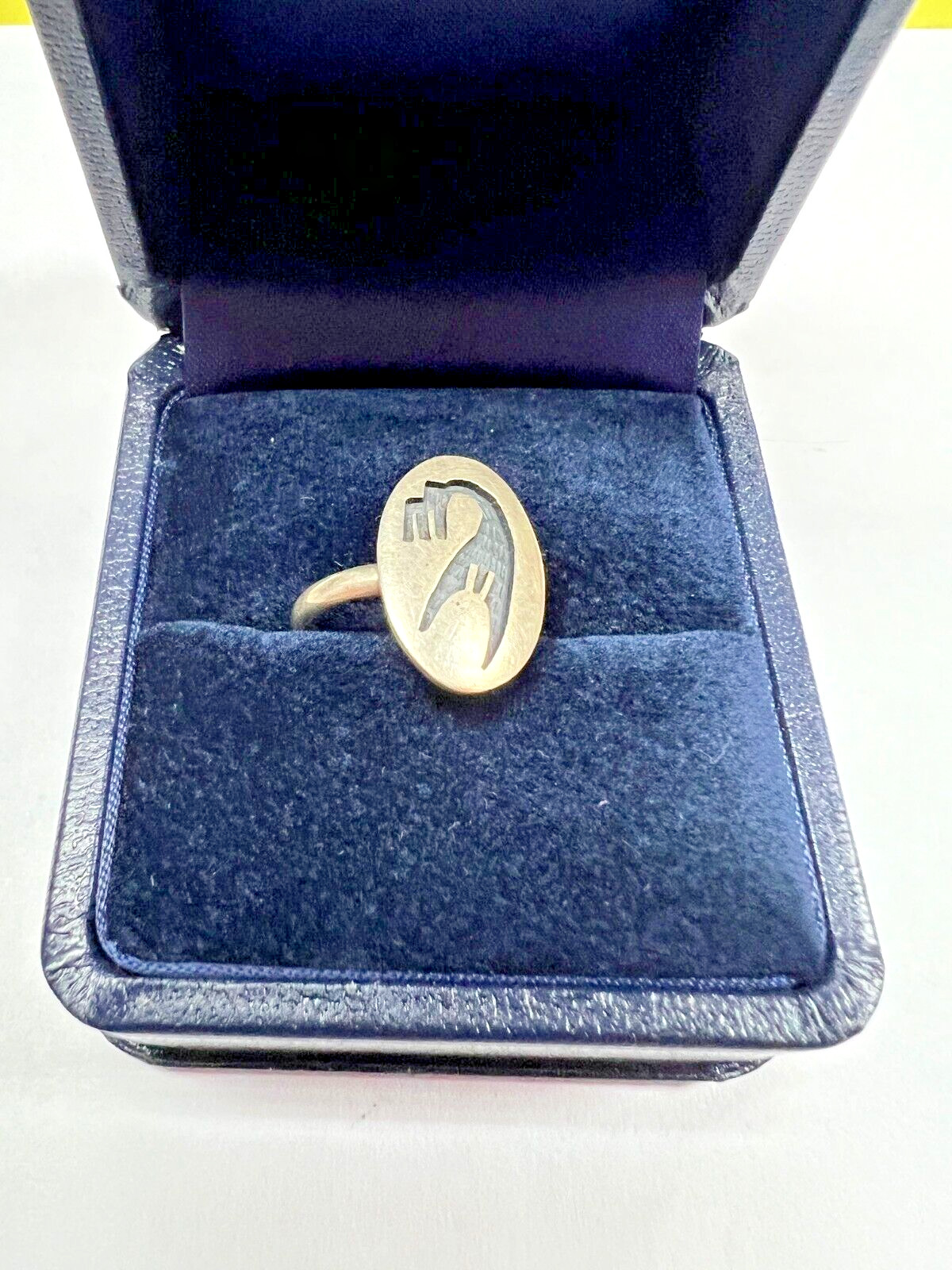 Vintage Hopi Guilel SS Overlay Figure Ring Size 6 Sig… - Gem