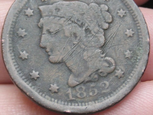 1852 Braided Hair Large Cent Penny- Fine/VF Details | eBay