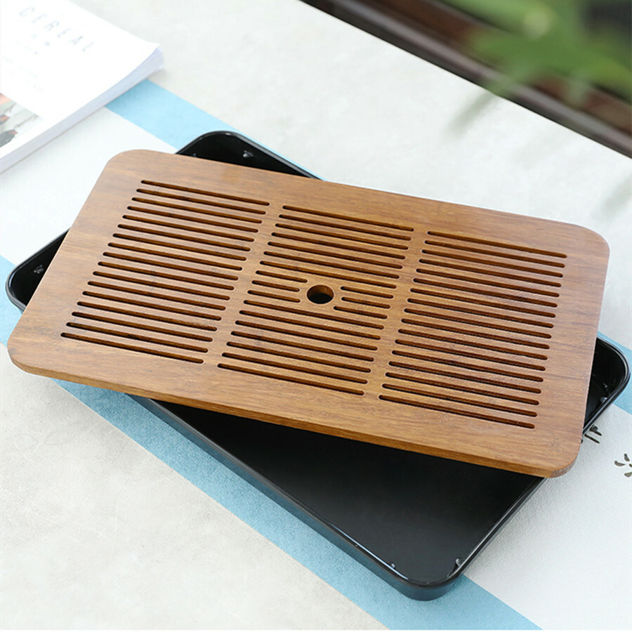 NEW Simple Luxury Tea tray Natural Bamboo + Heat Proof ABS Water ...