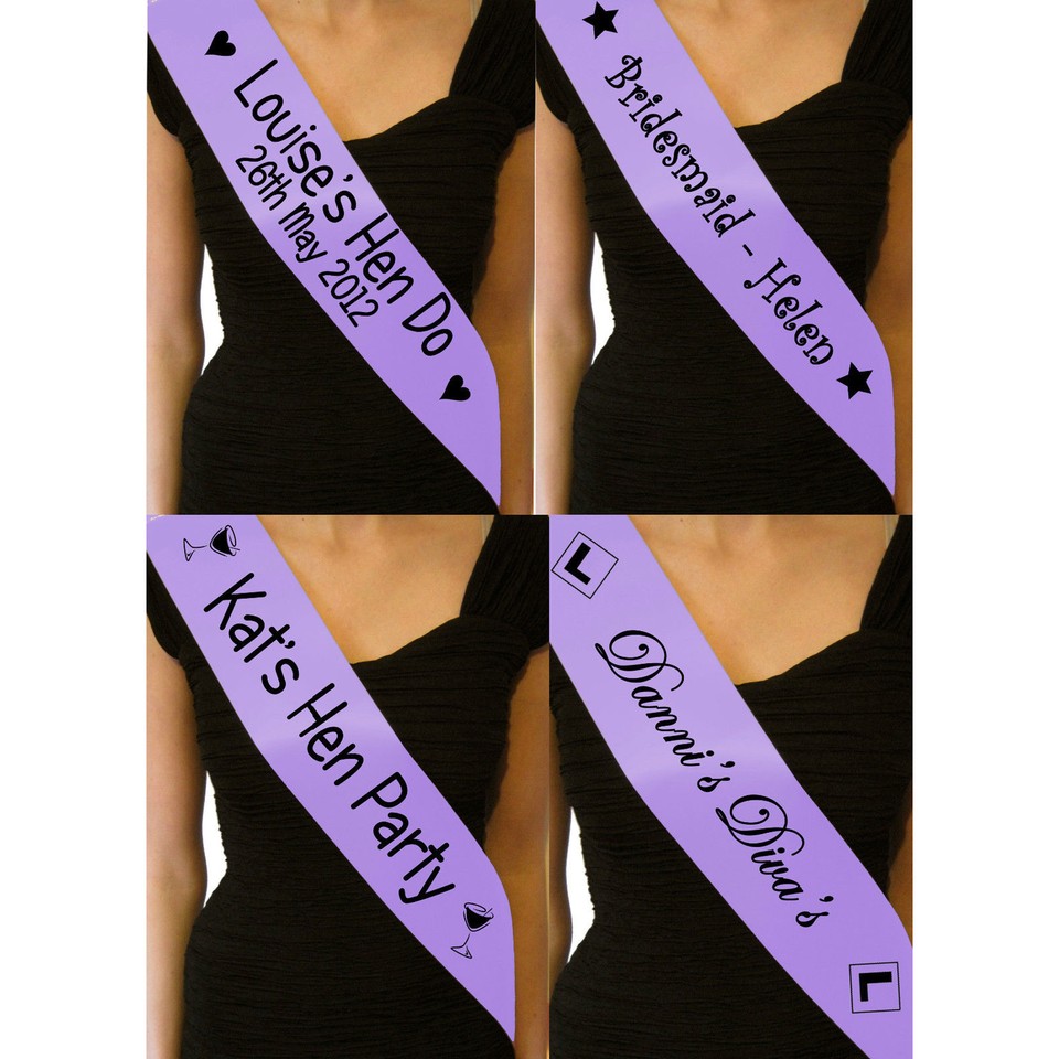 PERSONALISED HEN PARTY SASHES NIGHT DO SASH CHEAP ACCESSORIES BRIDE TO ...
