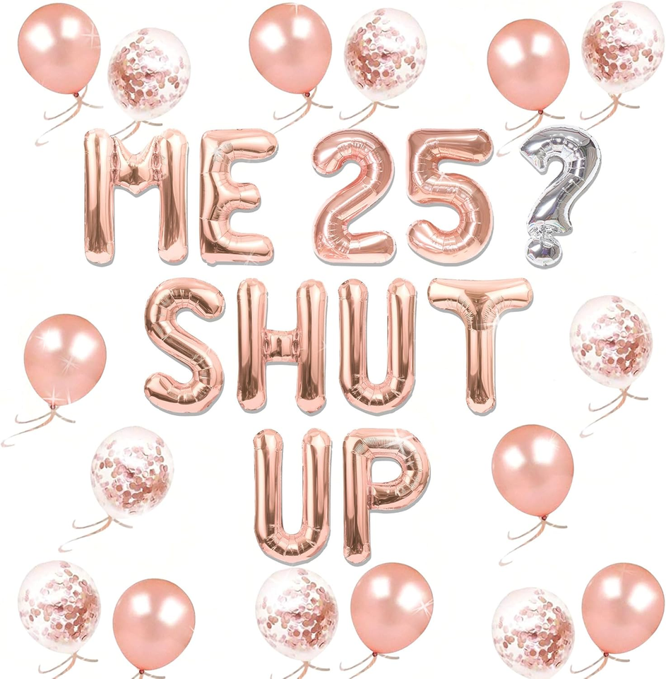 Rose Gold 25Th Birthday Balloons 25Th Birthday Decorations Banner ...