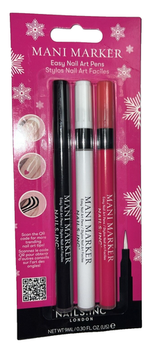 Nails Inc. London Mani Marker Easy Nail Art Pens / Black White & Pink ...