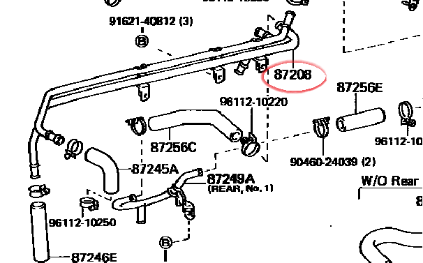 JDM Toyota HJ61 Landcruiser 60 12H-T 12HT Heater water pipe Genuine ...