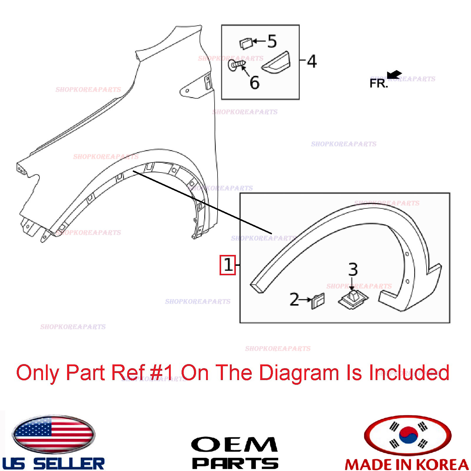 Kia+87711P2000+Front+Left+Wheel+Arch+Molding for sale online | eBay
