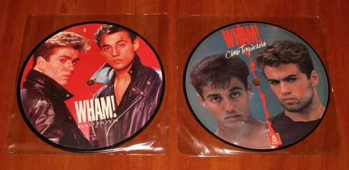GEORGE MICHAEL WHAM 2x LTD 7" PICTURE DISC VINYL Lot BAD BOYS & CLUB ...