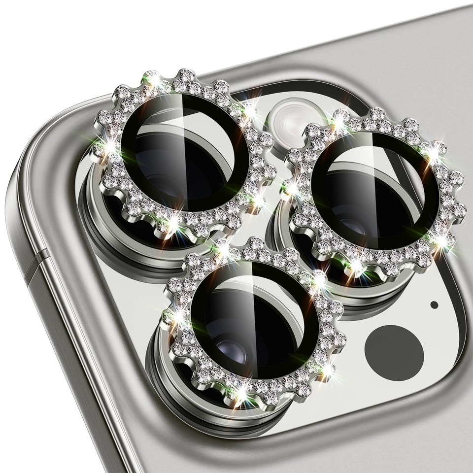 Diamonds Bling Tempered Glass Camera Lens Protector For iPhone 16 Pro ...