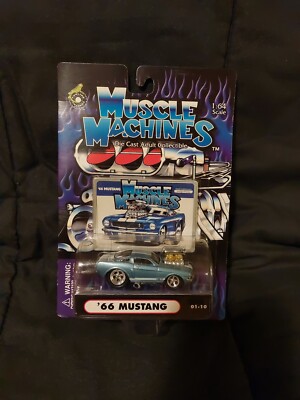 Muscle Machines Light Blue w/White '66 Ford Mustang 01-10 Die Cast 1:64 ...