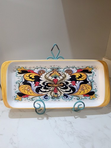 Vintage Nova Deruta Italian Art Pottery Appetizer Platter Hand Painted ...