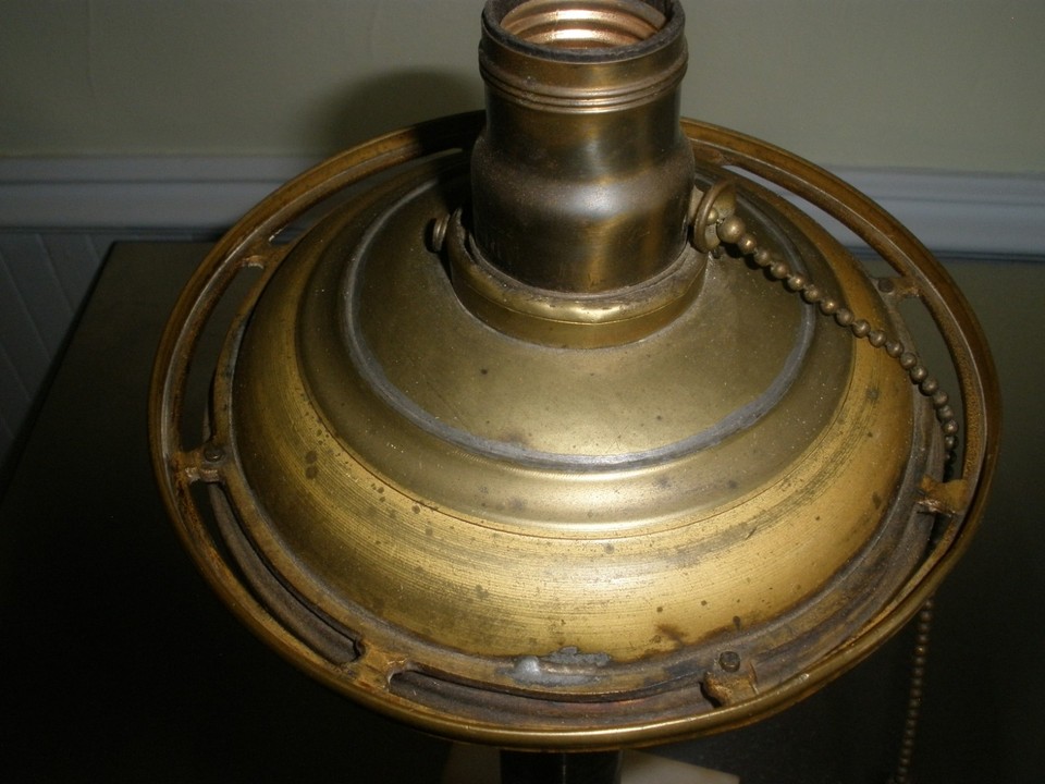 Antique Cornelius & Co Astral Oil Lamp w Wheel Cut Shade Unusual ...