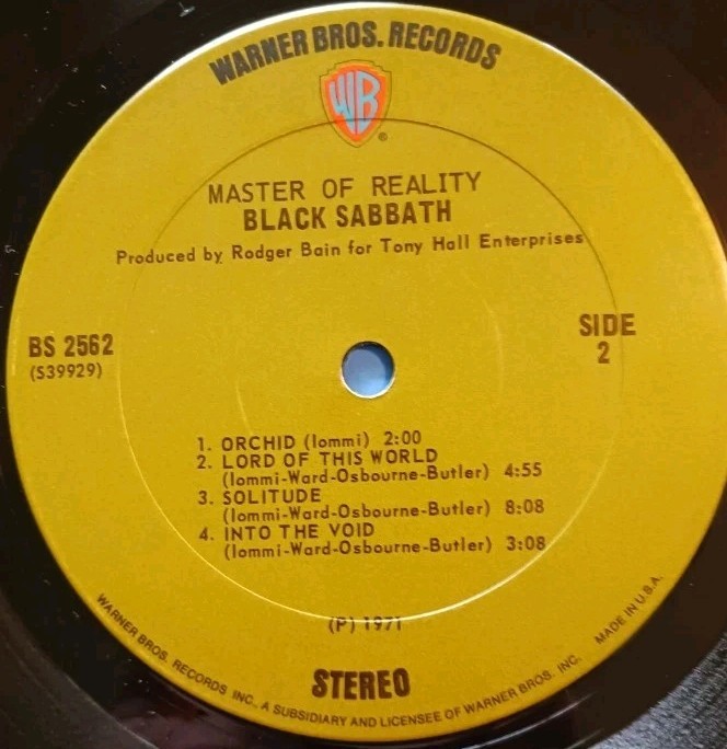 BLACK SABBATH [First Press Vinyl] NM 1971 Master Of Reality Record WB ...