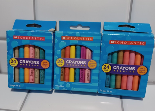 Pack Scholastic Crayons 24 Crayons Per Each Box (72 Crayons Total) for ...