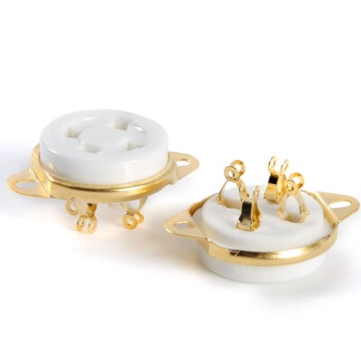 2pc 4pin US Style Gold Pin Ceramic UX4 Base Tube Socket f 300B 5U4G 811 ...