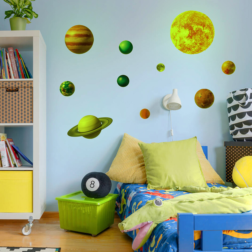 Creative Eight Planets Luminous Wall Stickers Glow In The Dark ...
