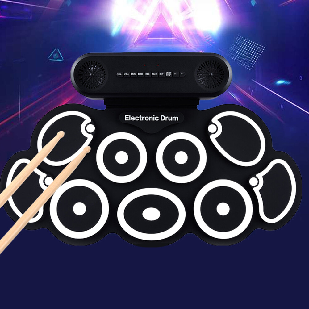 9-Pad Portable Electronic Drum with Foot Pedals Musical Instruments for ...