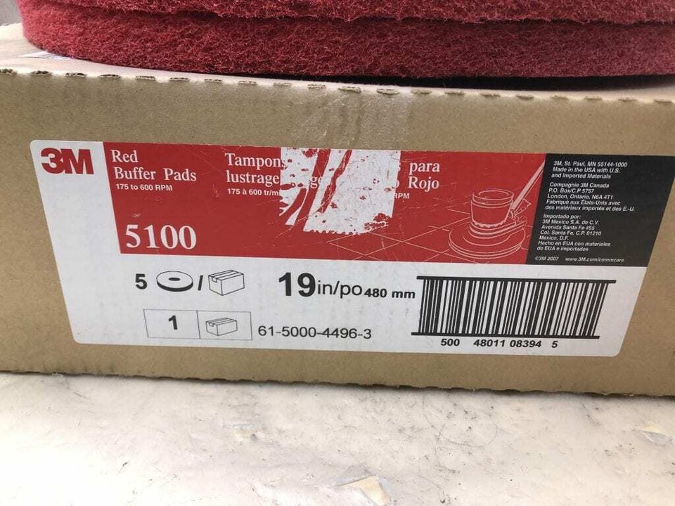 3M 5100 19" Red Floor Buffer Buffing Pads 175-600RPM -NIB of 5 | eBay