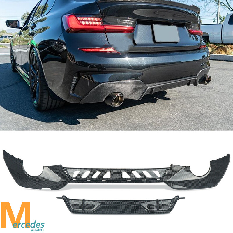 Rear Bumper Diffuser ABS Carbon Look For 19-Up BMW G20 330e 330i | M ...
