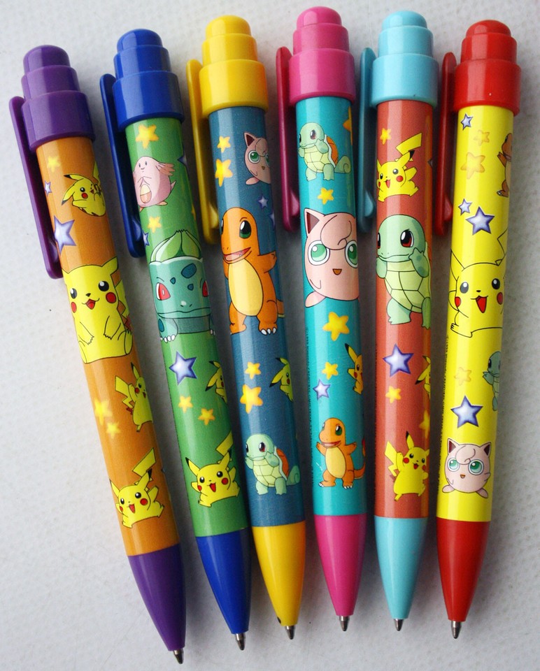 6X RARE VINTAGE 1999 POKEMON PENS BULBASAUR SQUIRTLE PIKACHU CHARMANDER ...
