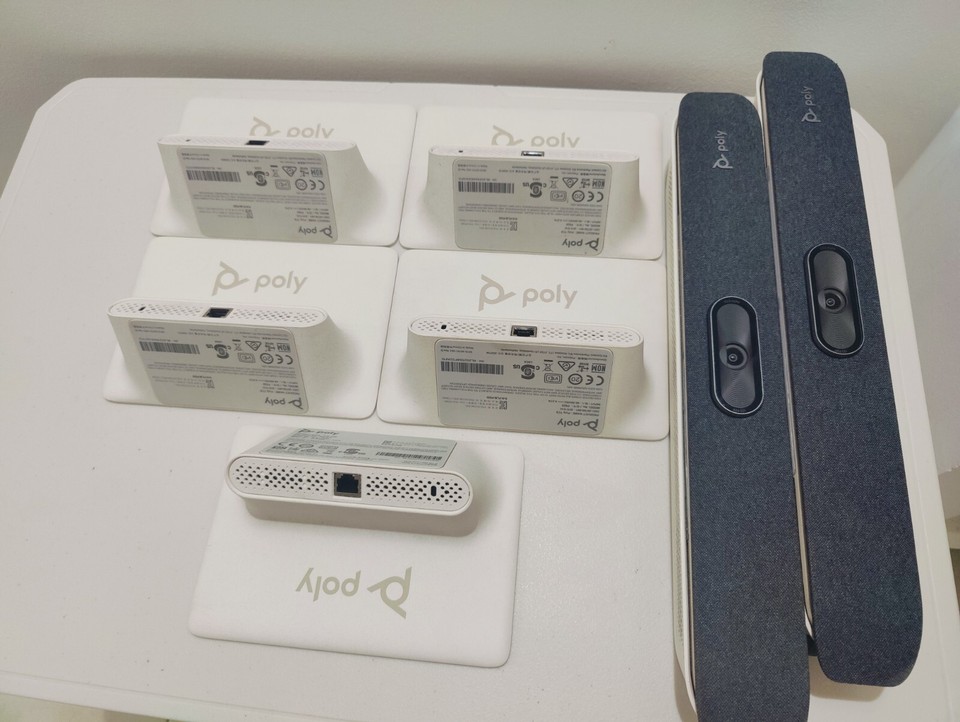 2 Polycom Poly Studio X30 All-In-One Video & Sound Bar + 5 Poly TC8P020 ...