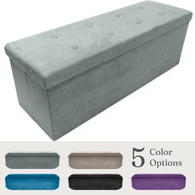 Storage Bench Chest Large Collapsible/Folding Bench Ottoman w/Cover ...