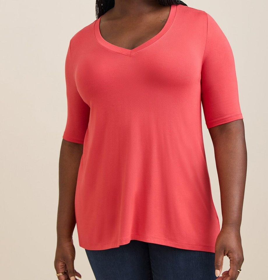 Torrid Favorite Tunic Super Soft V-Neck Hi-Low Tee Orange 0 L 12 # ...