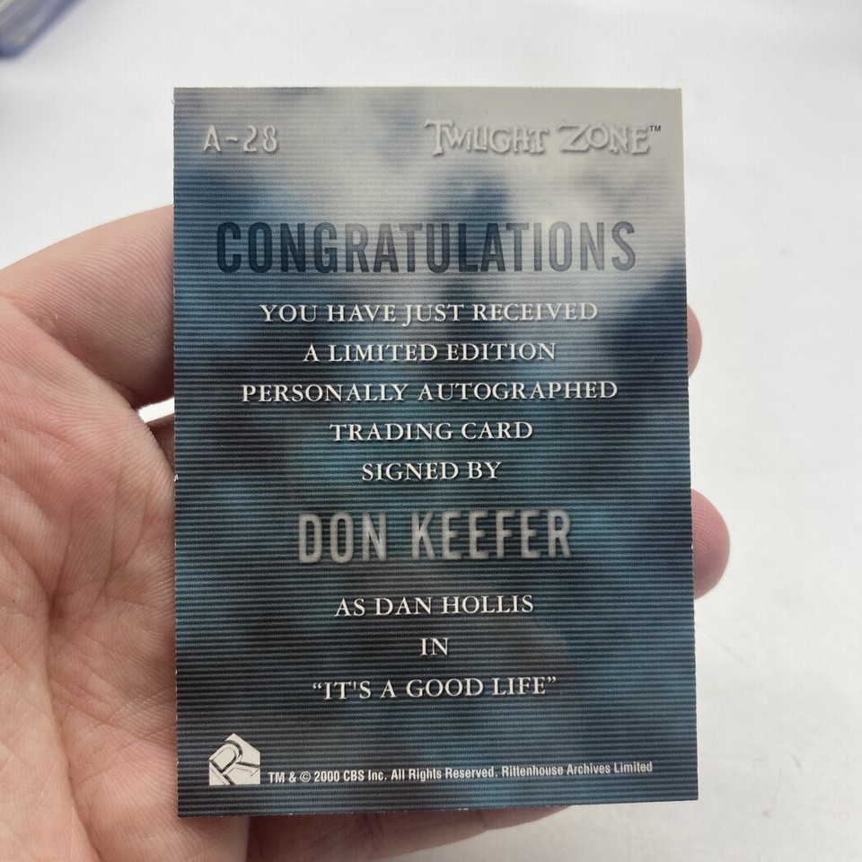 Signed Don Keefer Twilight Zone Autograph Trading Card A-28 Rittenhouse ...