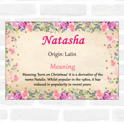 Natasha Name Meaning Floral Certificate | eBay UK