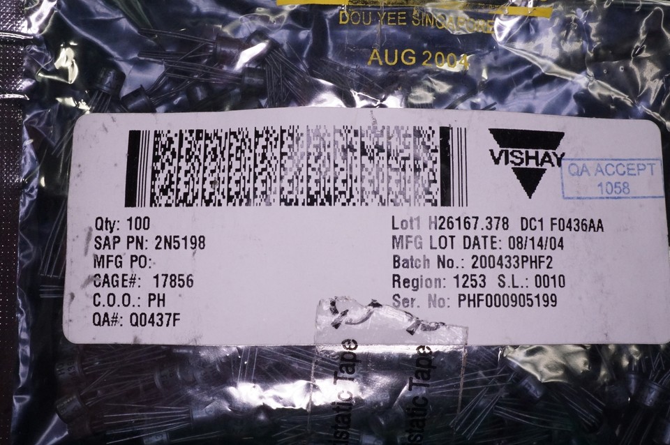 2N5198 Vishay Siliconix JFET N-Channel Transistor Dual 50V Through Hole ...