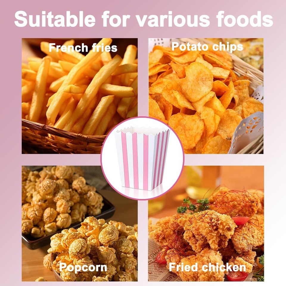 40-Pack Popcorn Boxes, Sturdy and Durable Paper Popcorn Bucket, Popcorn ...