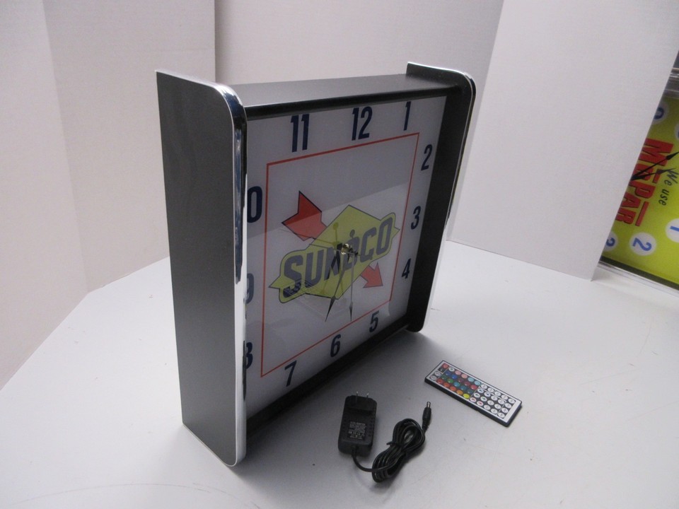 Sunoco LED light up Advertising wall clock Brand New | eBay