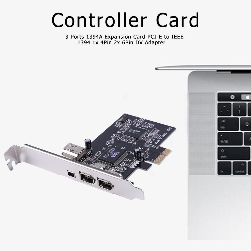 For Desktop PC 3 Port 1394A Expansion Card PCI-E 1x 4Pin 2x 6Pin Video ...