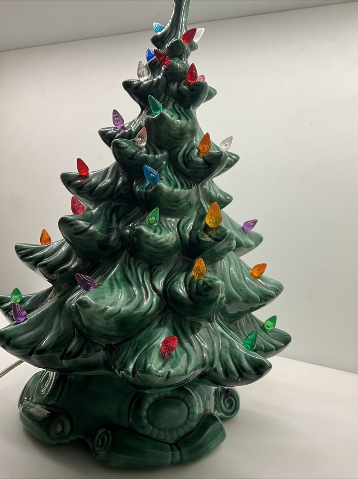Atlantic Mold Ceramic Christmas Tree with Base! 16” Green Vintage | eBay