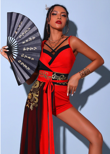Chinese Style Jazz Dance Red Outfit Hip Hop Street Dance Festival ...
