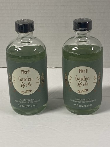 Pier 1 Garden Herb Reed Diffuser Oil Refill two 7.5 oz bottles New Old ...