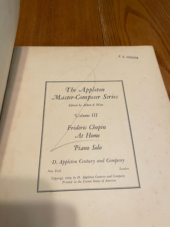 1929 Frederic Chopin Piano Sheet Music Book Master Compos Edition ...