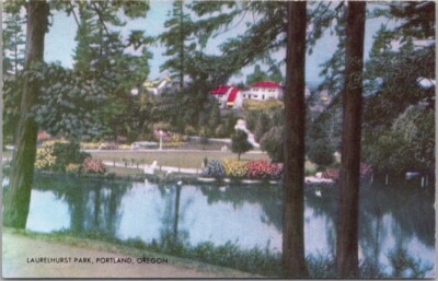 Vintage 1940s PORTLAND, Oregon Postcard "LAURELHURST PARK" Lake View ...
