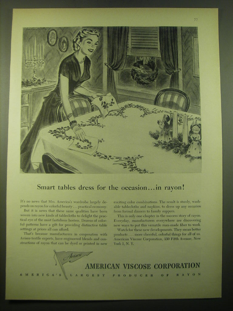 1948 American Viscose Corporation Ad - Smart tables dress for the ...