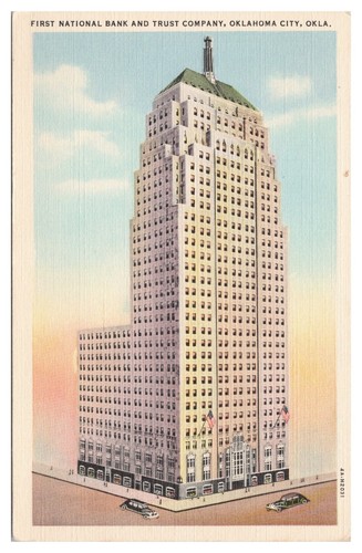 Vintage Oklahoma City OK Postcard First National Bank and Trust Linen ...